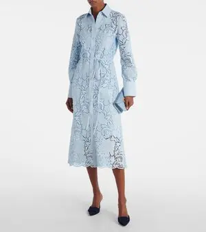 Erdem Laser-cut Cotton Shirt Dress