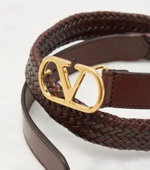 Valentino Garavani Vlogo Braided Leather Belt