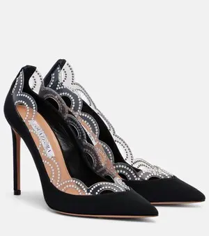 AQUAZZURA Je T'aime 105 Embellished Pumps - Black
