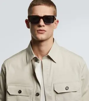 Zegna Rectangular Sunglasses - Brown