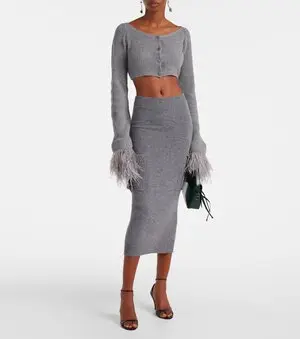 Blumarine Heather Wool Pencil Skirt - Grey
