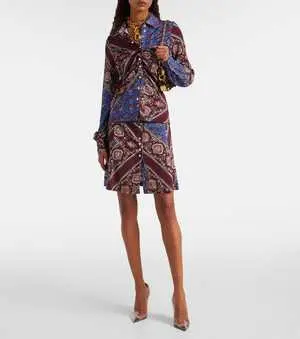Rabanne Gathered Paisley Printed Miniskirt