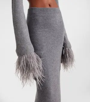 Blumarine Cropped Ribbed-knit Wool Cardigan