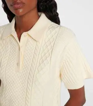 JW Anderson Cable-knit Wool And Cotton-blend Polo Shirt - Beige