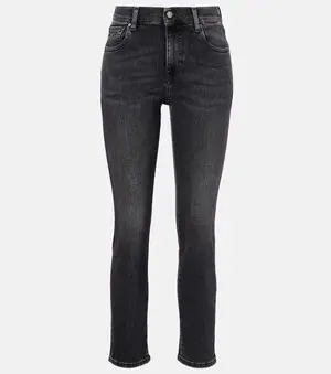 Ag Cropped Mid-rise Slim Jeans - Grey