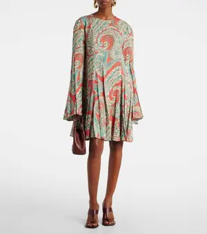Etro Paisley Pleated Minidress