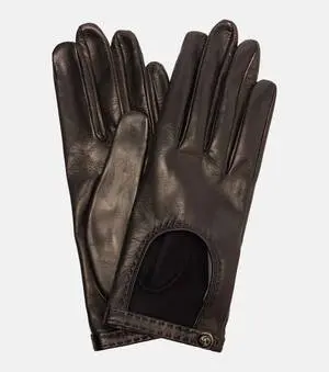 Valentino Garavani Vlogo Cutout Leather Gloves - Black