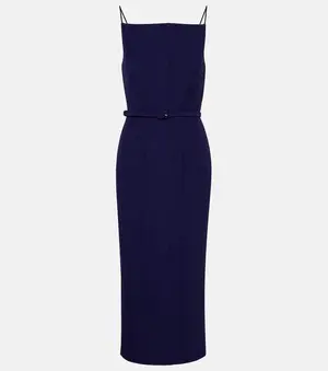 Roland Mouret Belted Crepe Midi Dress