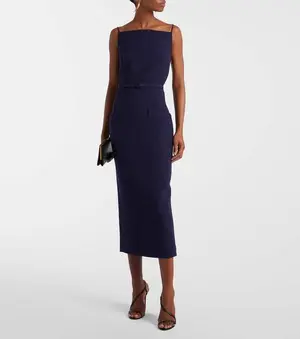 Roland Mouret Belted Crepe Midi Dress