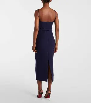 Roland Mouret Belted Crepe Midi Dress