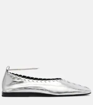 JIL SANDER Leather Ballet Flats - Silver