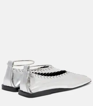 JIL SANDER Leather Ballet Flats - Silver