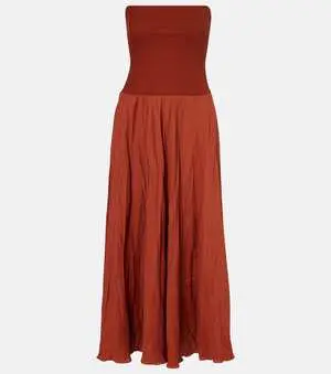 Johanna Ortiz Linen-blend Maxi Dress - Brown