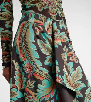 Etro Floral Asymmetric Wrap Skirt