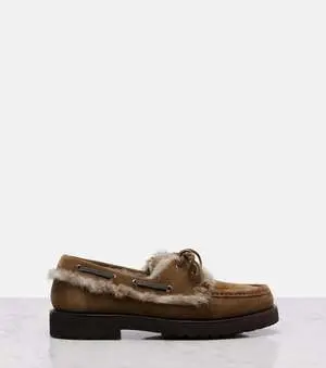 Brunello Cucinelli Shearling-lined Suede Boat Shoes