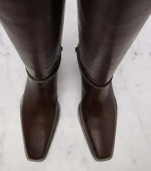 Brunello Cucinelli Monili Leather Knee-high Boots