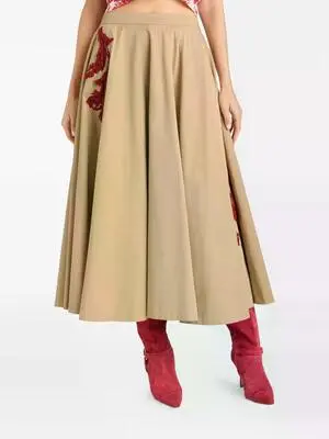 Cinq À Sept Embroidered Pleated Flared Skirt