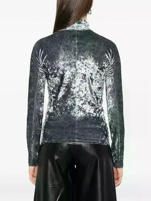 FORTE_FORTE Velvet Turtleneck Top - Grey