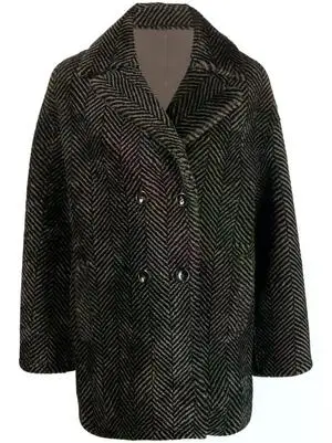 MANZONI 24 Herringbone Sheepskin Double-breasted Coat