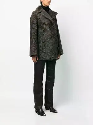 MANZONI 24 Herringbone Sheepskin Double-breasted Coat