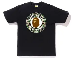 A BATHING APE Abc Camo Busy Works Tee Shirt - Black/green