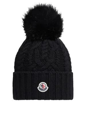 Moncler Wool Knit Beanie Black