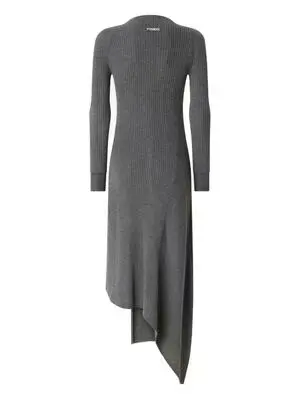Pinko Ribbed Asymmetric Mock-neck Dress