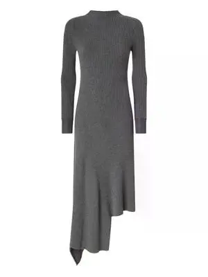Pinko Ribbed Asymmetric Mock-neck Dress
