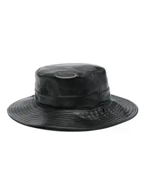 KANGOL Faux-leather Flat Crown Hat - Black