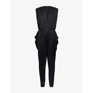 Stella McCartney Sleeveless Draped Satin Jumpsuit - Black