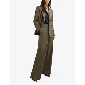 REISS Wide-leg High-rise Stretch Wool-blend Trousers