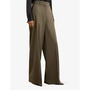REISS Wide-leg High-rise Stretch Wool-blend Trousers