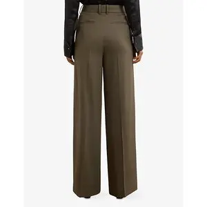 REISS Wide-leg High-rise Stretch Wool-blend Trousers