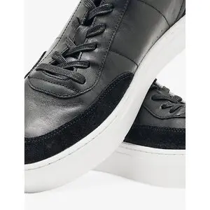 REISS Finton Leather Trainers - Black