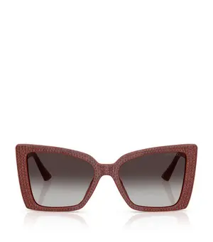 JIMMY CHOO Acetate Butterfly Sunglasses - Red