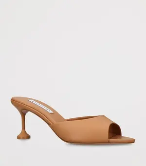 AQUAZZURA Leather Bisous Mules - Brown