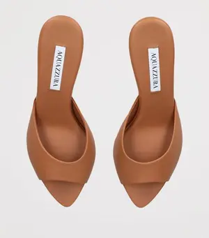 AQUAZZURA Leather Bisous Mules - Brown