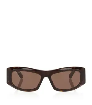 Balenciaga Tortoiseshell Bb0395s Rectangular Sunglasses - Brown