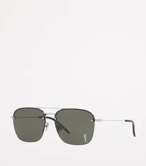 Saint Laurent Metal Aviator Sunglasses - Silver