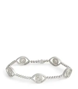 NETALI NISSIM Gold, Diamond And Quartz Mini Eyes Tennis Bracelet - White