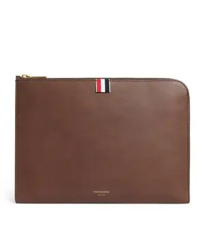 Thom Browne Leather Gusset Folio Bag - Brown