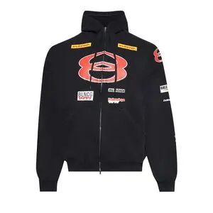 Balenciaga Sponsor Logos Zip-up Hoodie - Black