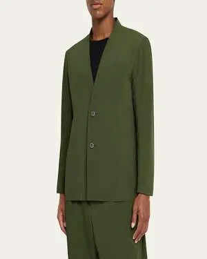 Issey Miyake Single-breasted Air Jacket - Dark Green