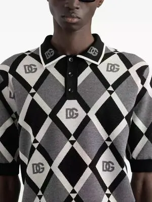 Dolce & Gabbana Diamond-pattern Polo Shirt