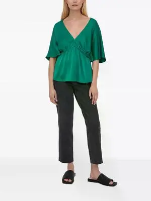 NOTES DU NORD V-neck Gathered Blouse