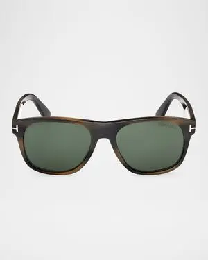 TOM FORD Acetate Square Sunglasses - Khaki Green Havanagreen Lenses