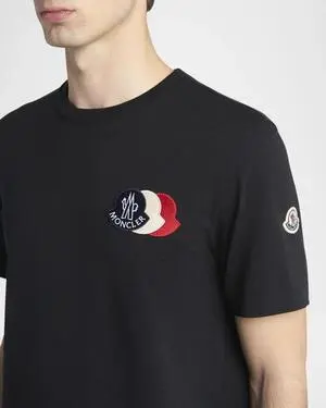 Moncler Apos;s Cotton Triple Logo Patch Crewneck T-shirt