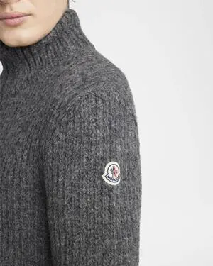 Moncler Ribbed Full-zip Sweater - Dkgray