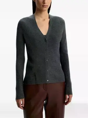 12 STOREEZ Ribbed V-neck Merino Wool Cardigan