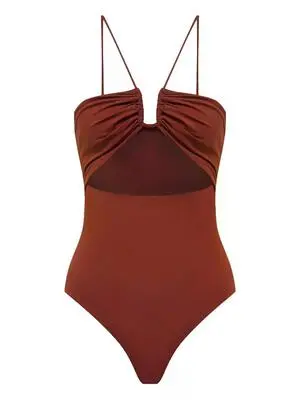 12 STOREEZ Cut-out One-piece Swimsuit - Brown